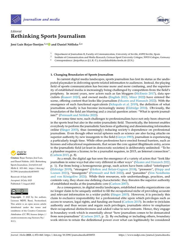 Rethinking Sports Journalism | PDF | Journalism | Social Media