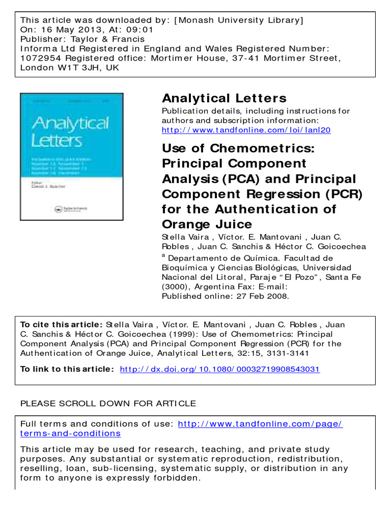 Chemometrics and Intelligent Laboratory | Download Free PDF | Covariance Matrix | Regression ...