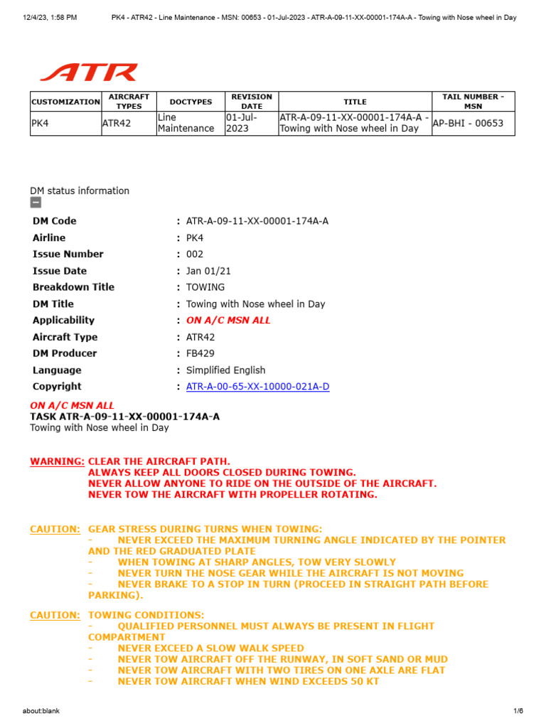 ATR-A-09-11-XX-00001-174A-A - Towing With Nose Wheel in Day | Download ...