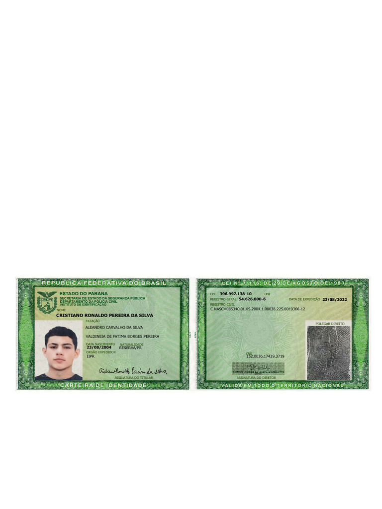 RG Cristiano Parana | PDF | Cidadania | Vigilância