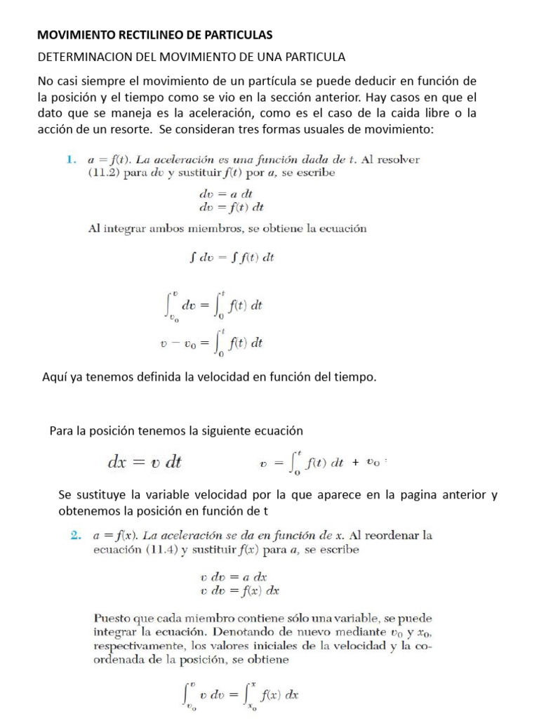 Determinación del movimiento de una particula | PDF
