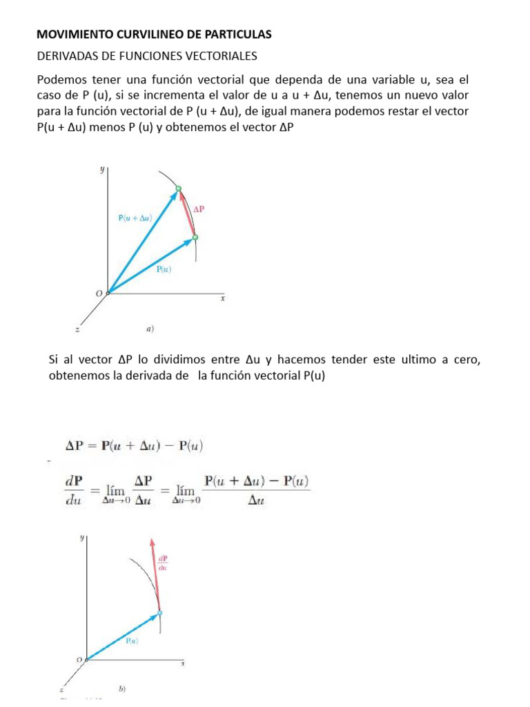 Derivadas de Funciones Vectoriales, Componentes Rectangulares de V y A ...