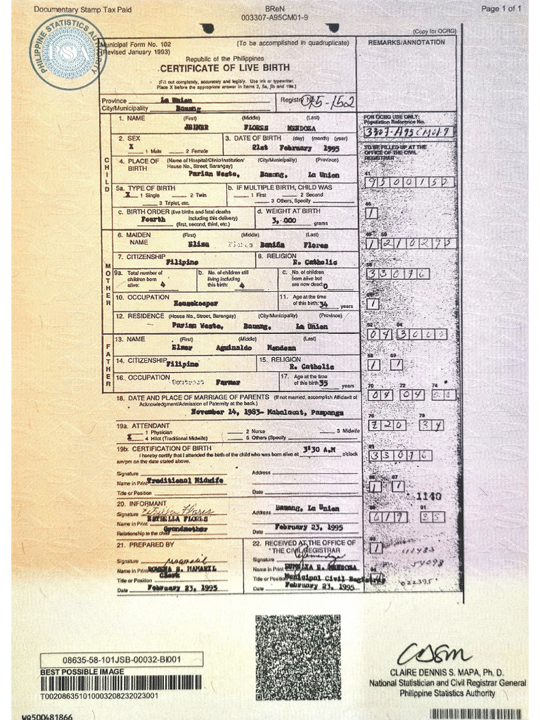 PSA Birth Certificate | PDF