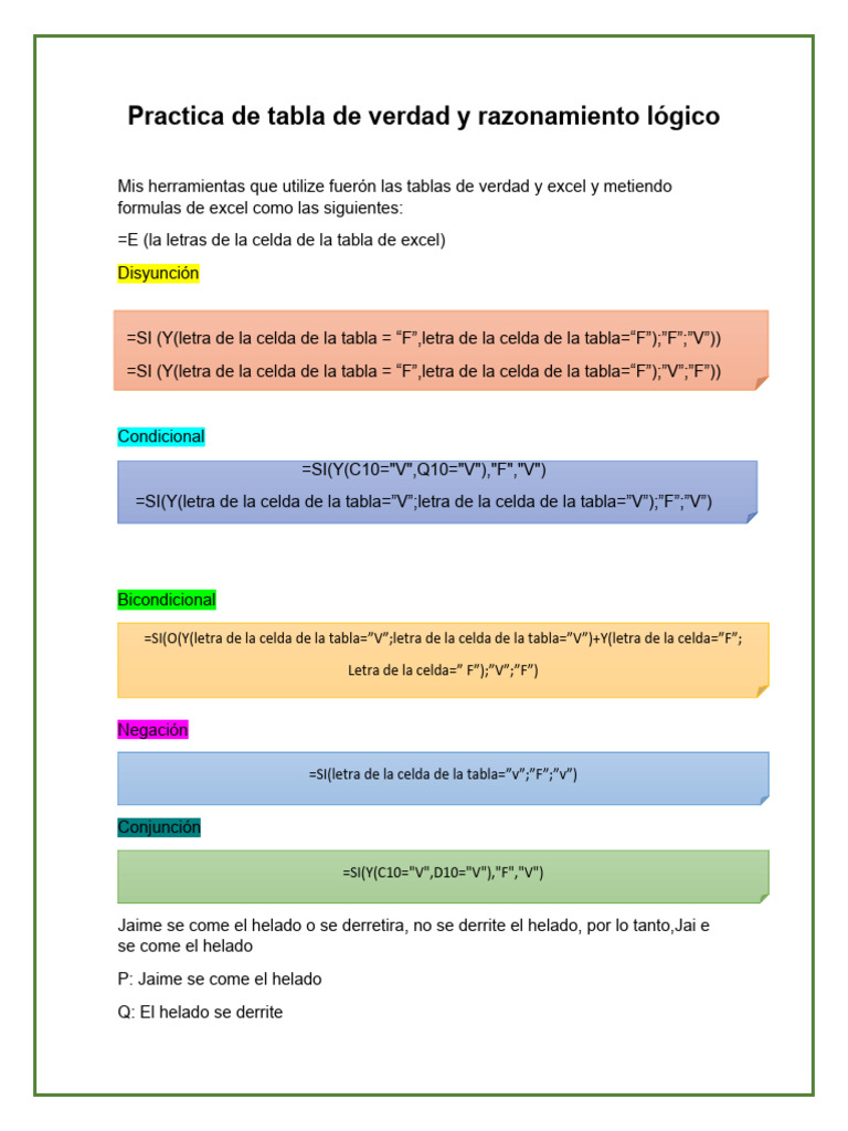 Practica de Tabla de Verdad y Razonamiento Lógico | PDF