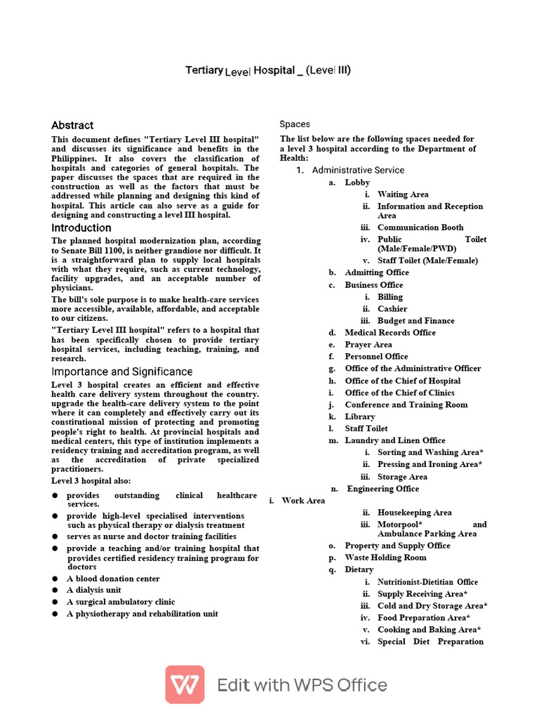 Level III Hospital Design Guide | PDF | Hospital | Intensive Care Medicine
