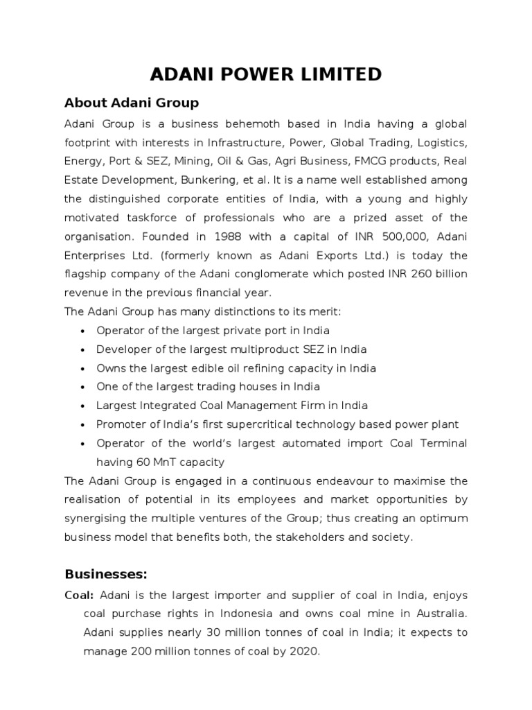Adani Power Limited | PDF | Strategic Management | Swot Analysis