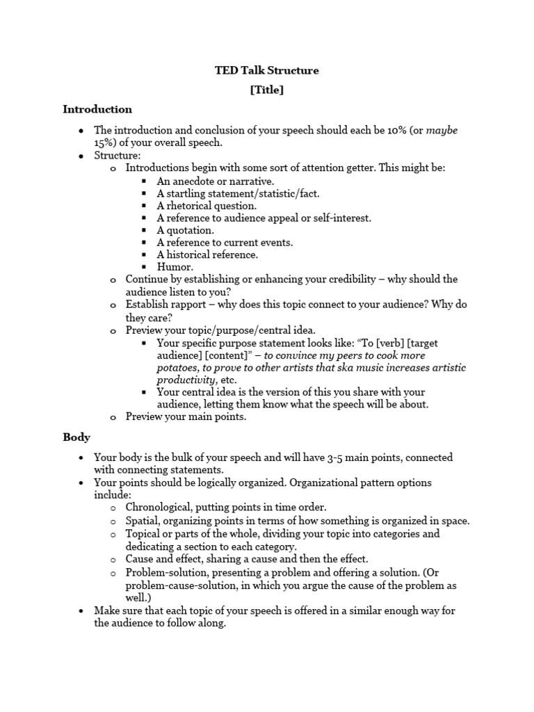 TED Talk Structure | PDF | Communication | Human Communication