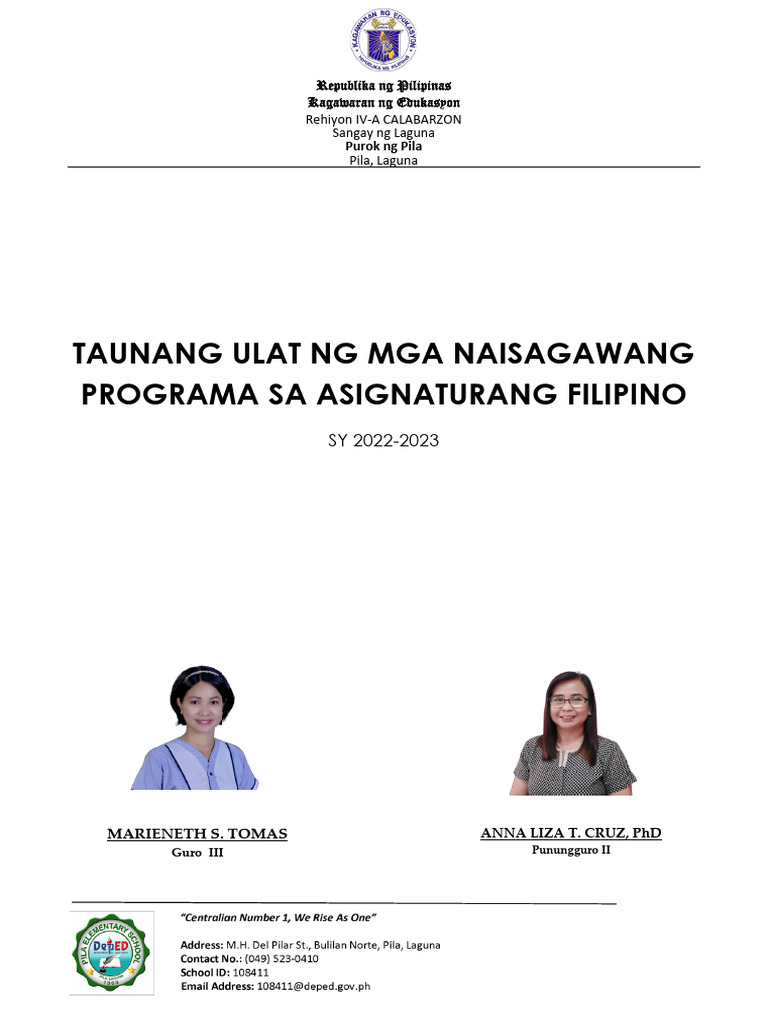 07 - FILIPINO Subject ACCOMP REPORT 2022 2023 | PDF