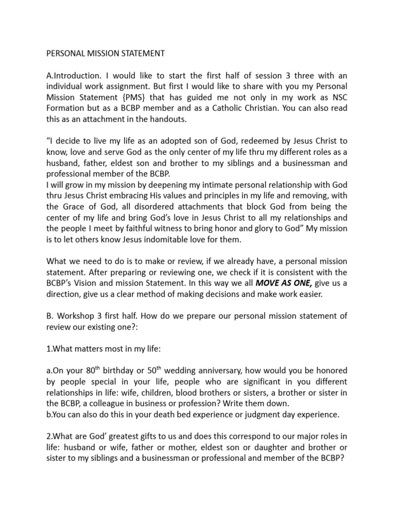 Personal Mission Statement | PDF