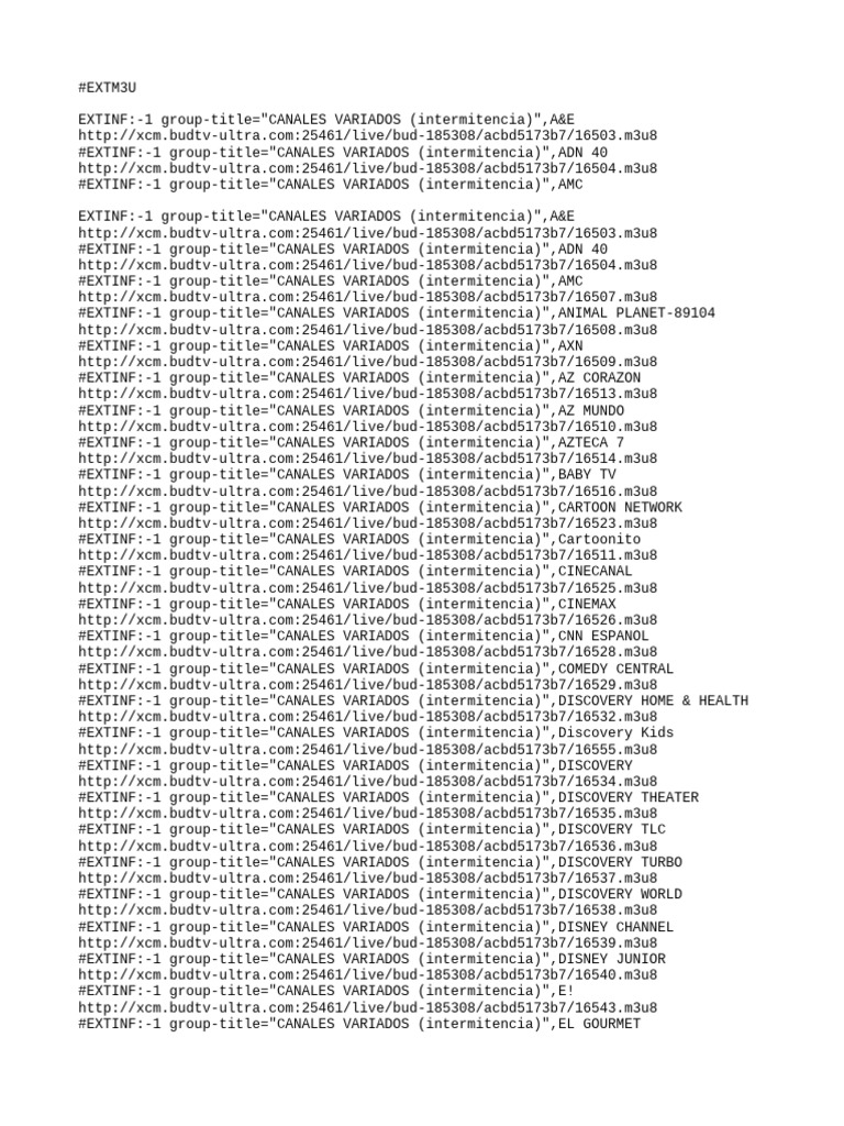 Canales M3U8 de Bud TV Ultra | PDF | Espn | Empresas de radiodifusión ...