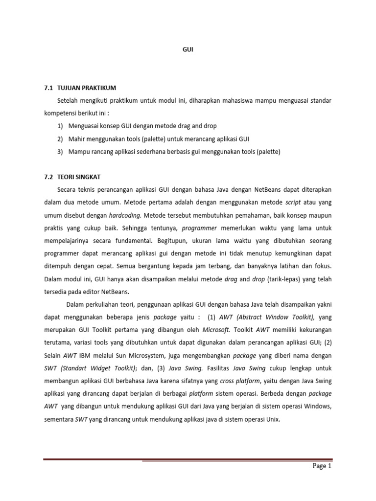 Modul Pemrograman Java Netbean GUI Kelas XI (1) | PDF