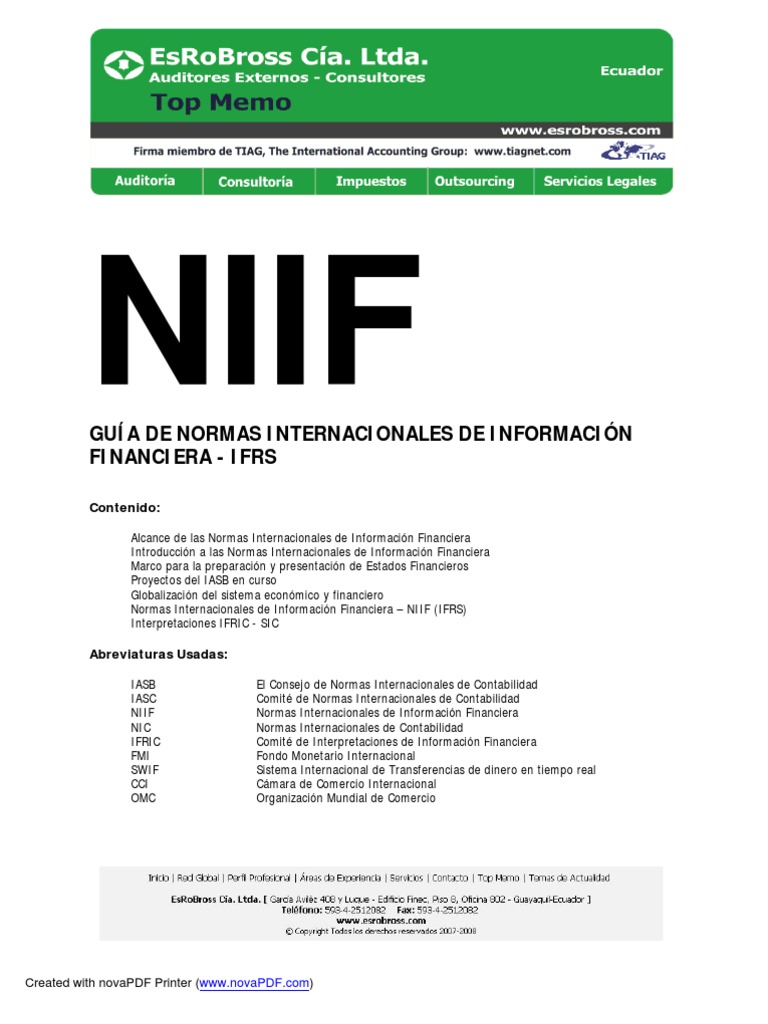 Guia Con Resumen de Las NIIF | Normas Internacionales de Información ...