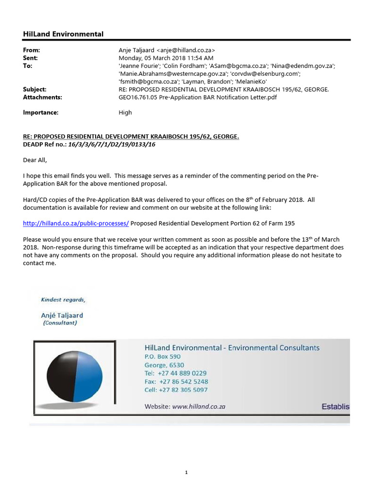 Appendix F Annexure F Proof of Submission of Pre Application BAR | PDF