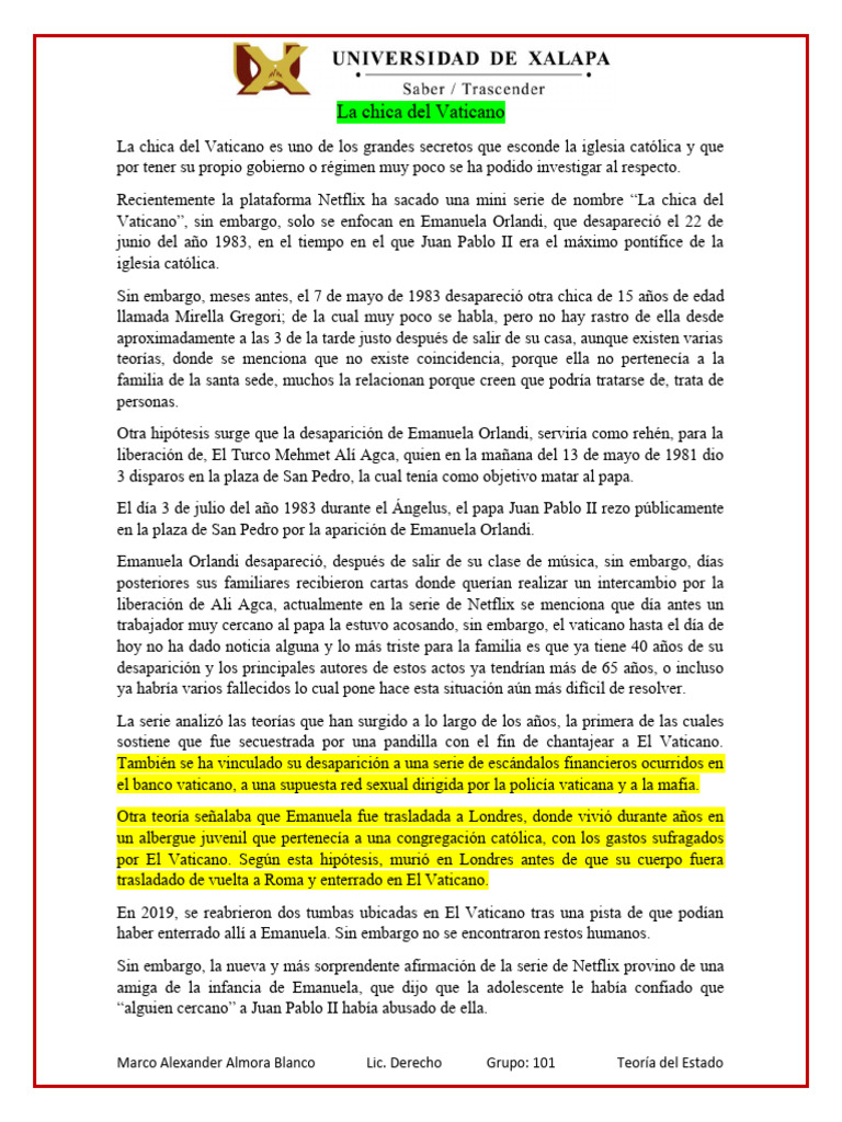 La Chica Del Vaticano | PDF | Religión y espiritualidad La Chica Del Vaticano | PDF | Religión y espiritualidad