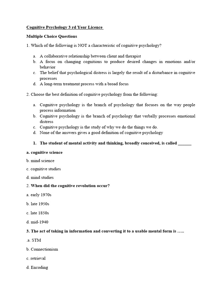 Cognitive Psychology 3 RD Year Licence | PDF | Science & Mathematics