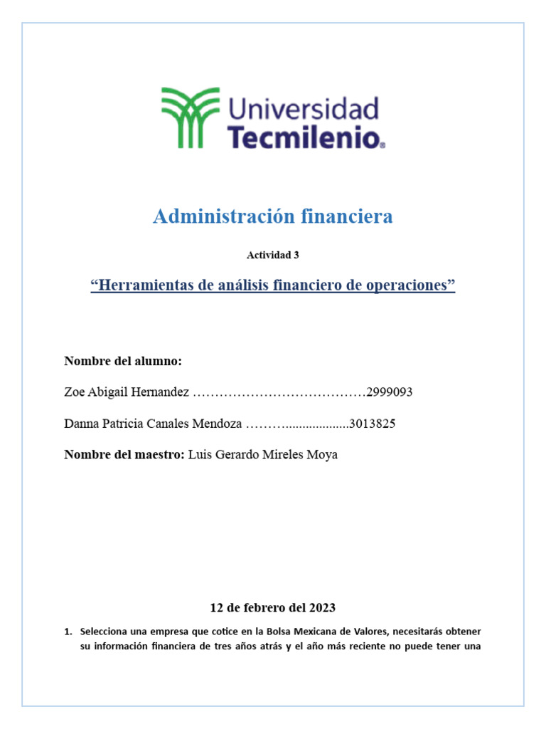 Actividad 3 Análisis de Operación | PDF | Estado financiero | Contabilidad