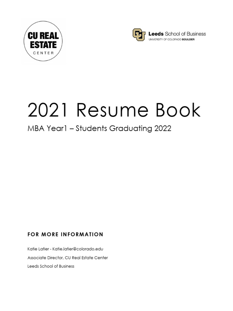 CU Boulder MBA Resume Book 2021 | PDF | Sales | Business