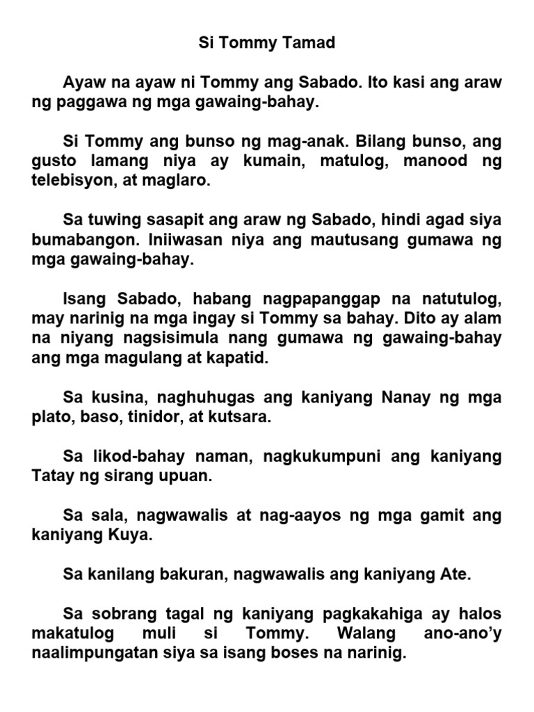 Si Tommy Tamad | PDF