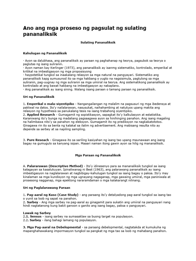 Proseso NG Pagsulat NG Sulating Pananaliksik | PDF