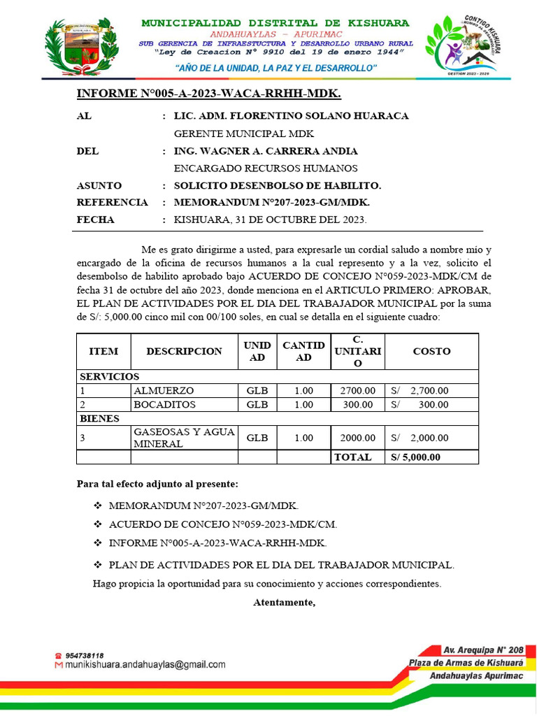 Desembolso Aprobado Día Trabajador MDK | PDF | Finanzas y dinero