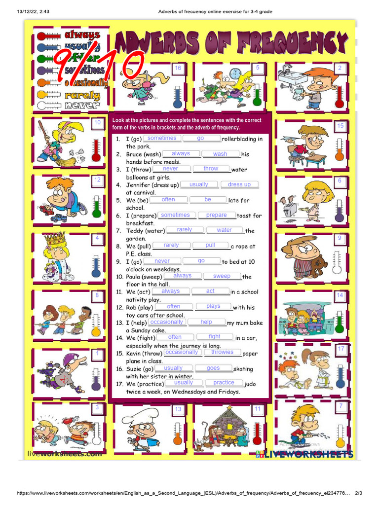 Adverbs of Frequency Exercise for Kids | PDF