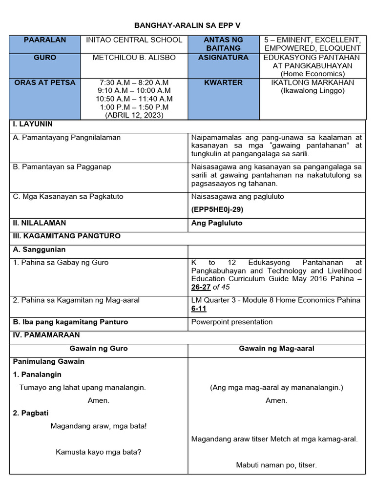 Epp DLP Aralin 2 Week 8 | PDF