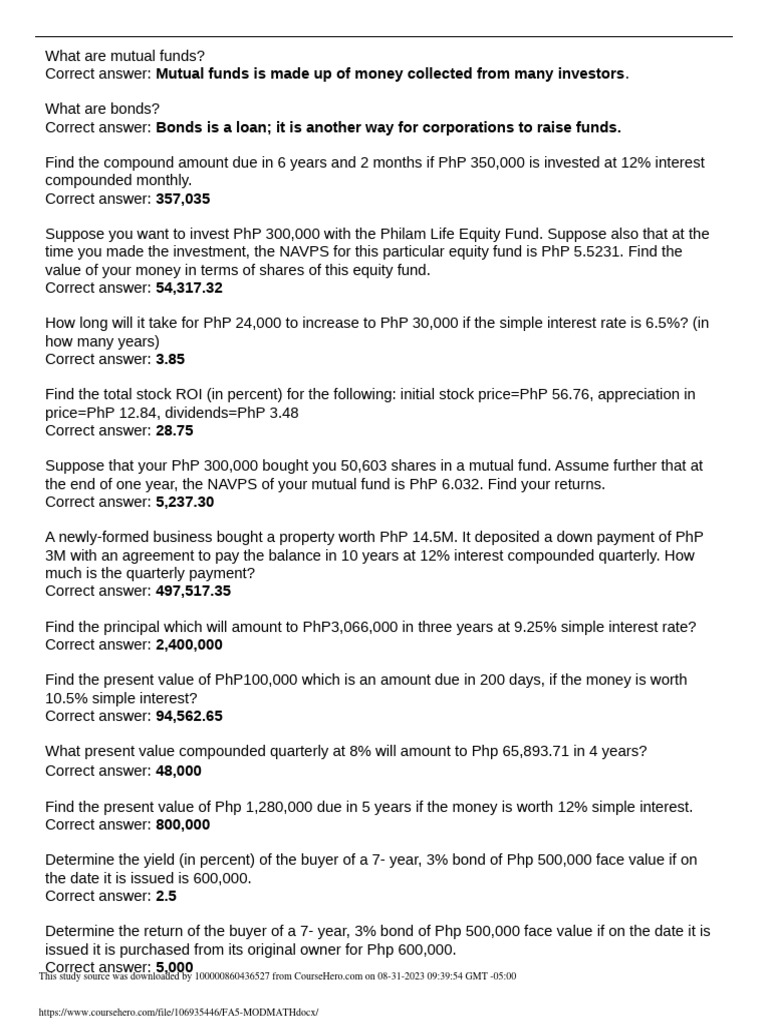 DMATH | PDF | Interest | Present Value
