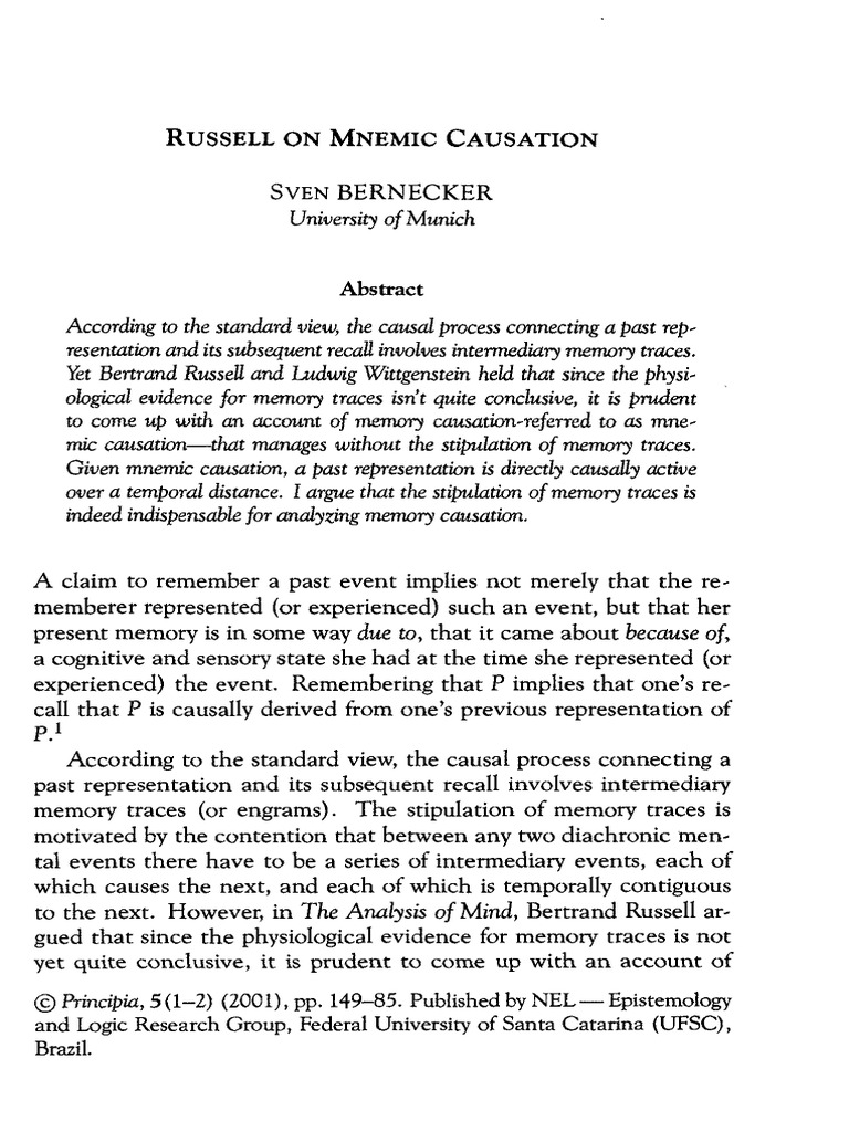 Russell On Mnemic Causation | PDF | Causality | Memory