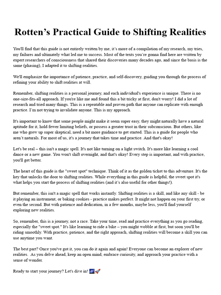 Rotten's Guide To Shifting Realities | PDF | Experience | Consciousness