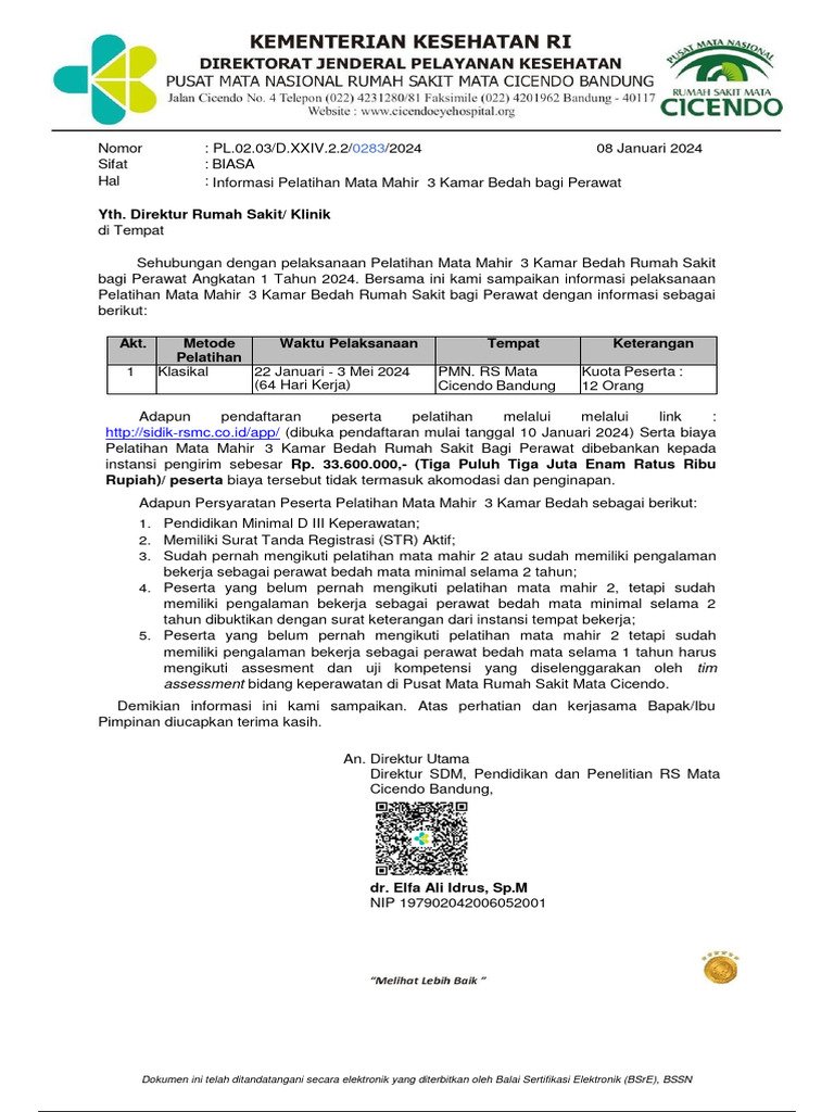 Informasi Pelatihan Mahir 3 Akt 1 TA 2024+Jadwal | PDF