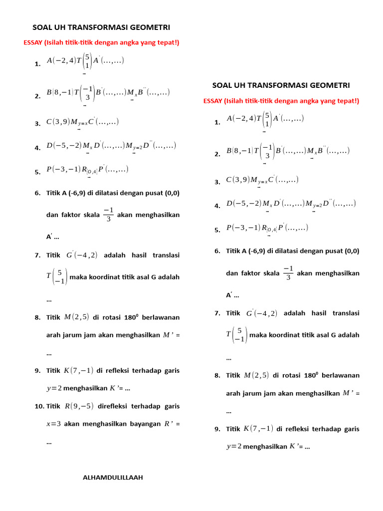 SOAL TB TRANSFORMASI Kls 9 New | PDF