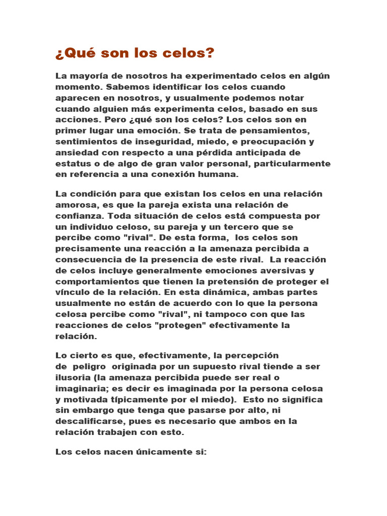 CELOS | PDF | Temor | Las emociones