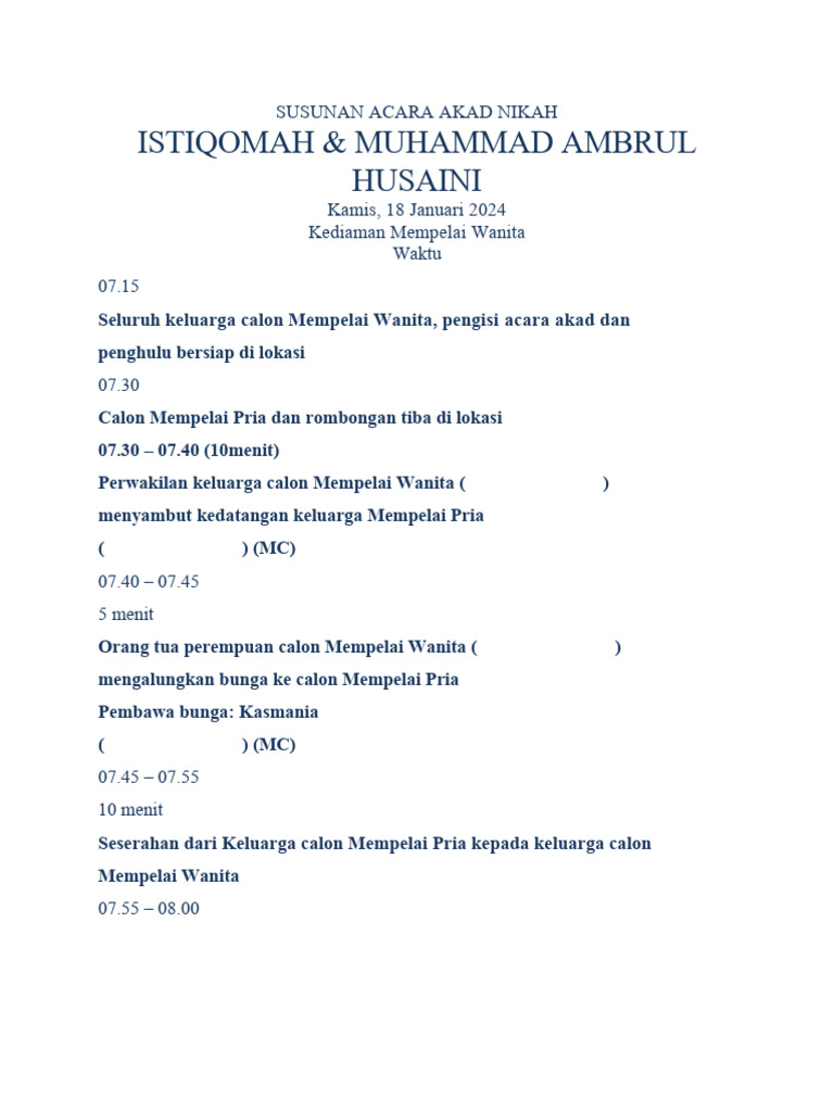 Susunan Acara Akad Nikah | PDF