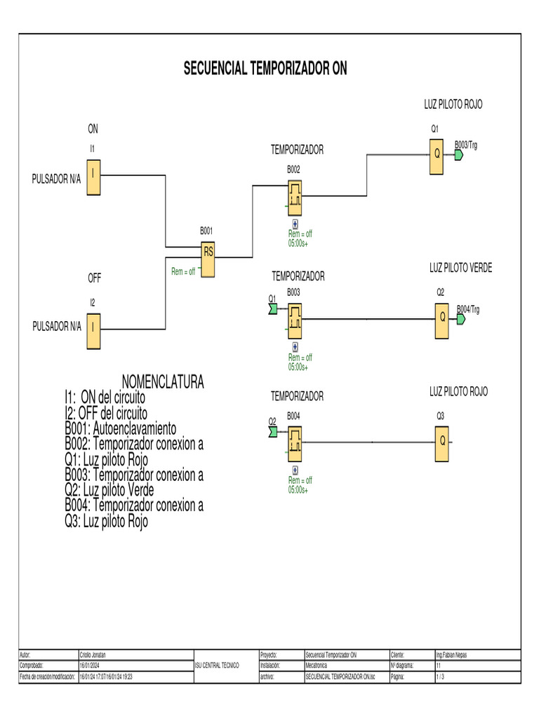 Esquema de Temporizador Secuencial ON | PDF