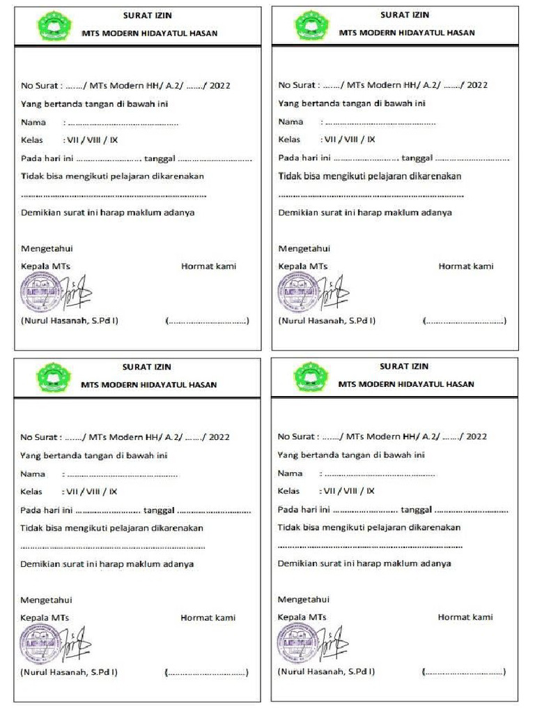 Surat Ijin MTs4 | PDF