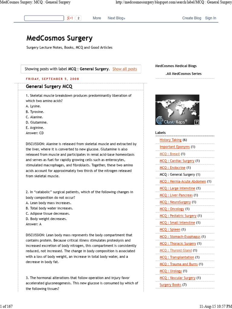 MedCosmos Surgery_ MCQ _ General Surgery | PDF | Shock (Circulatory) | Cortisol