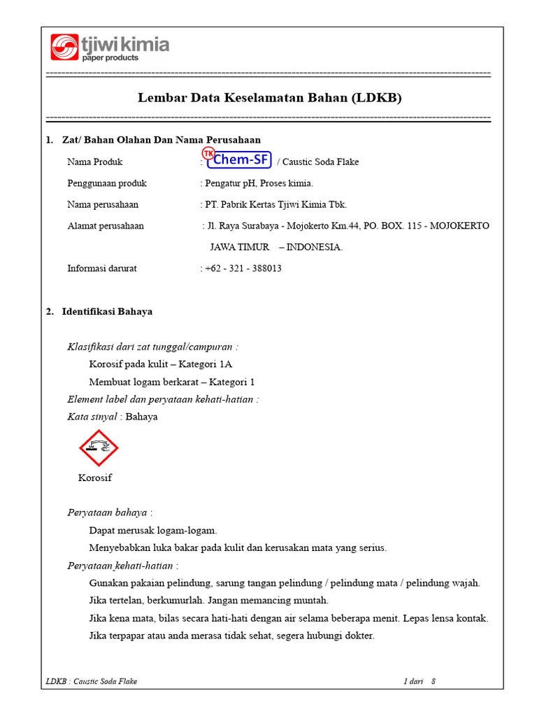 LDKB Caustic Soda Flake dan Bahayanya | PDF | Sains & Matematika
