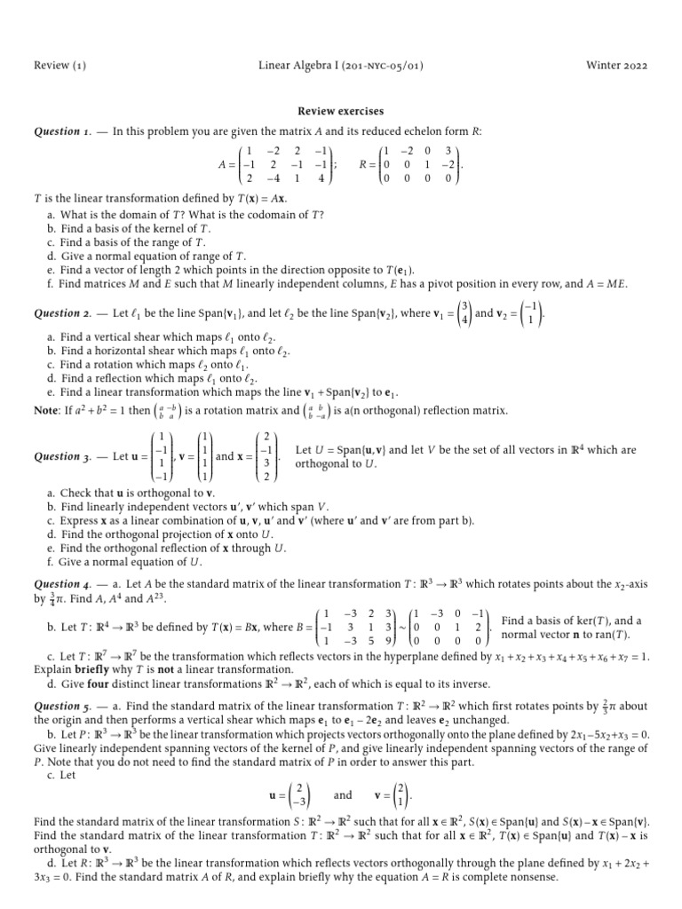 Linear algebra | PDF | Matrix (Mathematics) | Linear Map