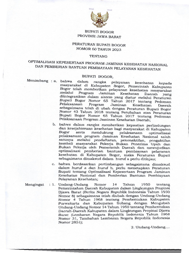 PERBUB No.60 Tahun 2023 | PDF