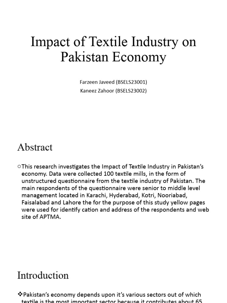 Impact of Textile Industry On Pakistan Economy | PDF | Textiles | Pakistan