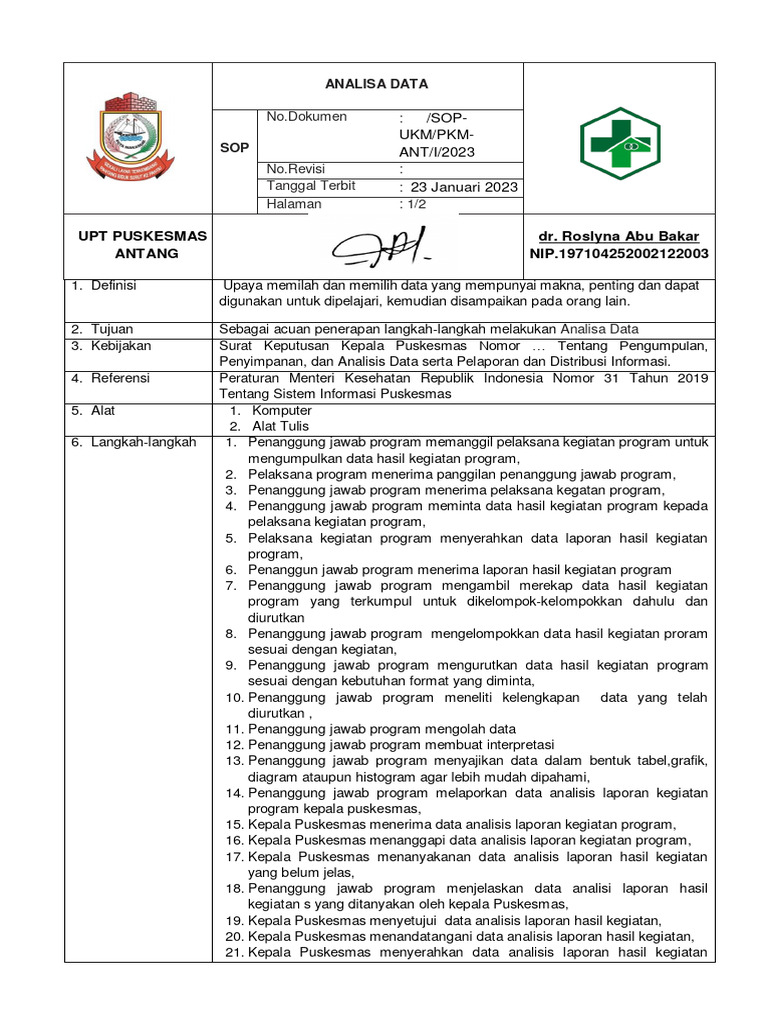 Sop Analis Data | PDF
