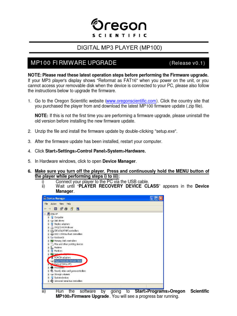 Manual MP100 Firmware Upgrade v0.1 | PDF Manual MP100 Firmware Upgrade v0.1 | PDF