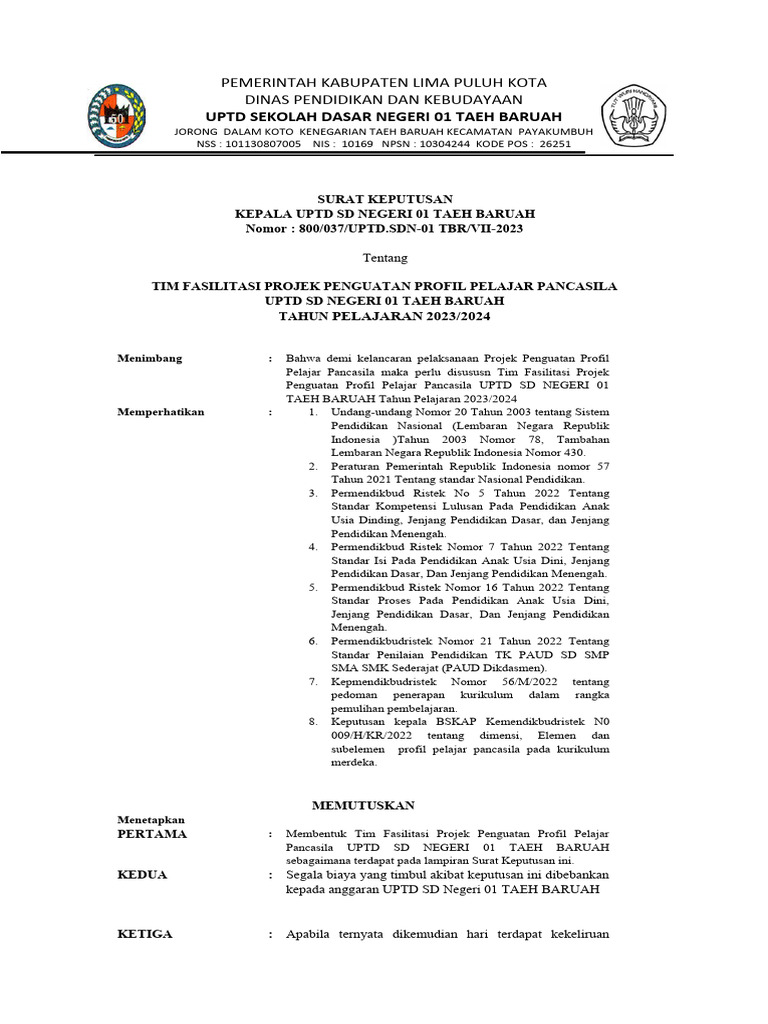 SK KOORDINATOR P5 2023-2024 | PDF