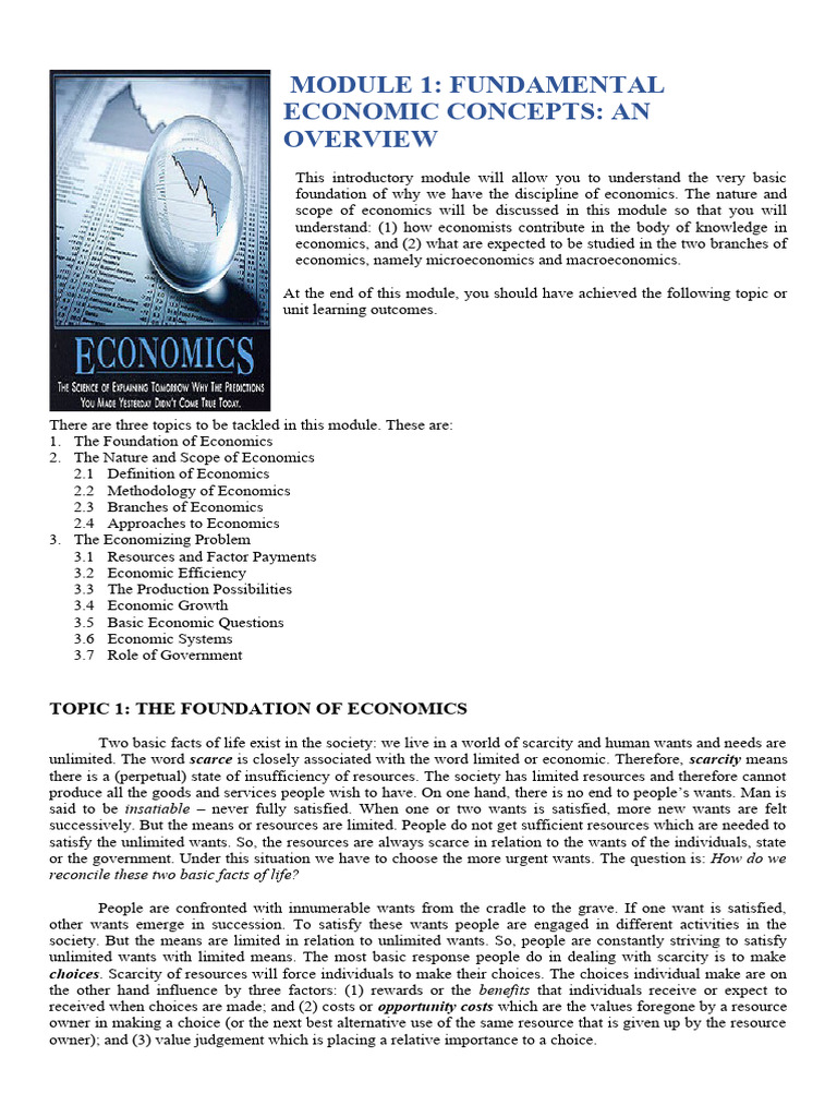 Basic Microeconomics MODULE 1 | PDF | Economics | Externality
