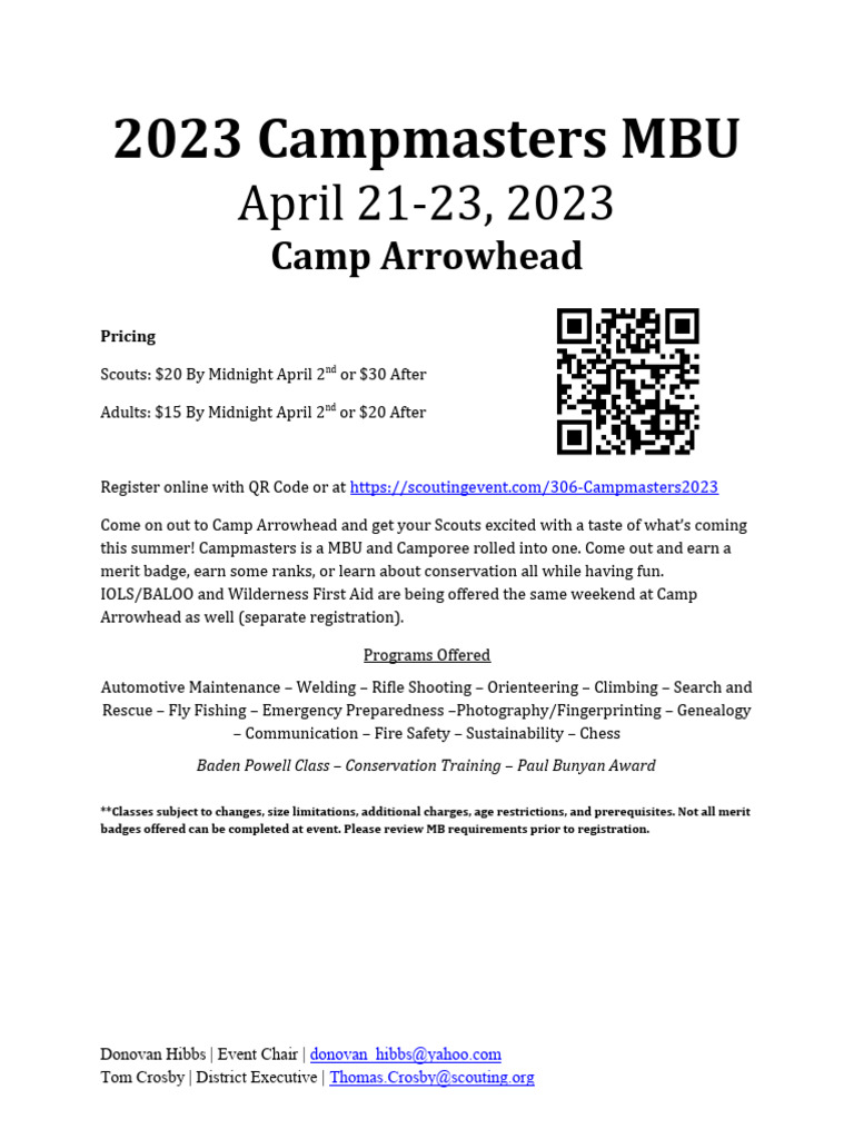 Campmasters 2023 Leaders Guide | PDF | Campsite