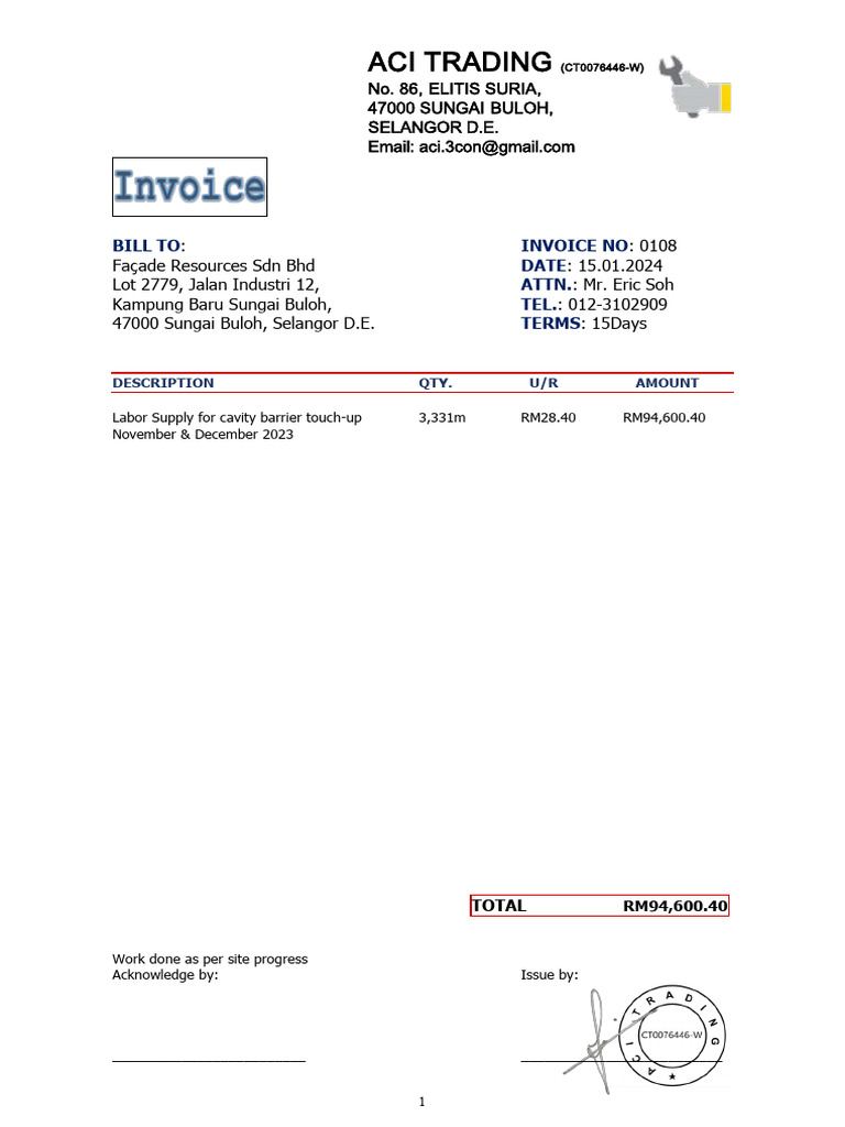 ACI Invoice (1) | PDF