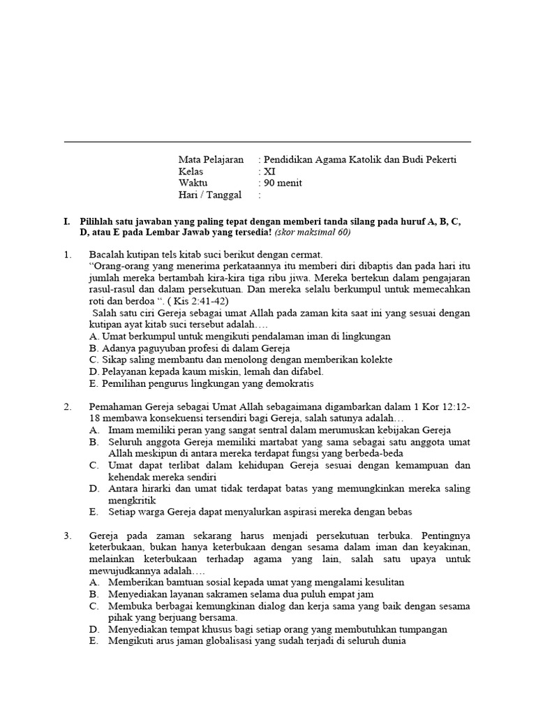 Soal Evaluasi Kelas XI 2023 | PDF
