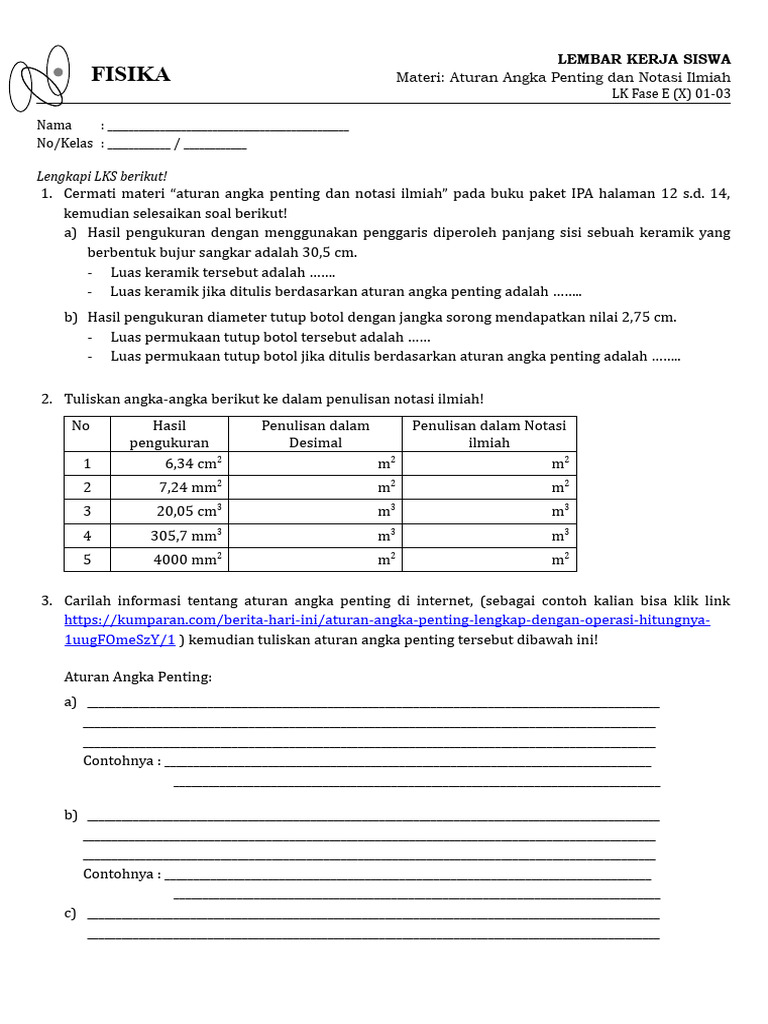 LK X 01-03 - Aturan Angka Penting Dan Notasi Ilmiah | PDF | Metode ...