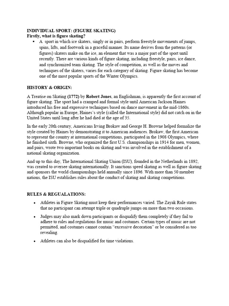 Figure Skating: History, Rules, Gear | PDF | Figure Skating | Skating
