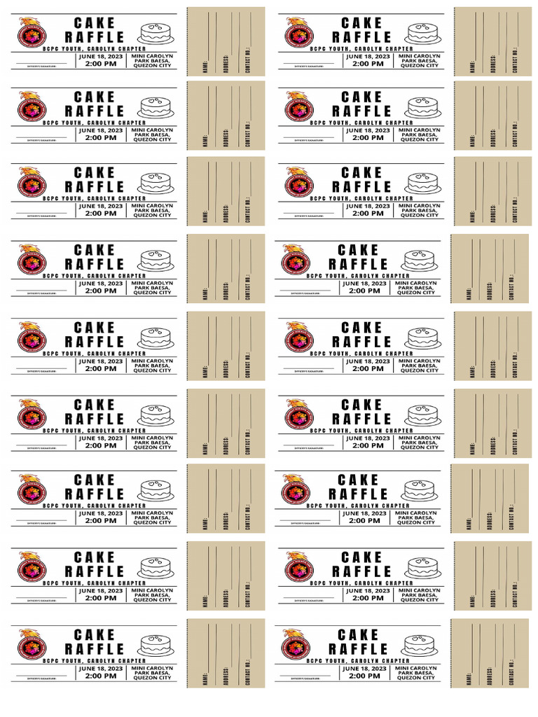 cake raffle ticket | PDF